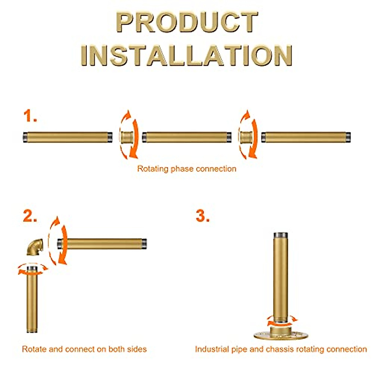 Industrial Pipe Clothing Rack, 29 Inch Wall Mounted Clothes Rack, Gold Clothing Rod for Closet Storage, Laundry Room and Balcony, Multi-Purpose Hanging Bar (Gold)