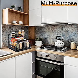 uxcell 2 Set Under Sink Organizers and Storage, 2 Tier Sliding Bathroom Cabinet Organizer Pull Out Kitchen Cabinet Organizer, Multi-Purpose Basket Organizer Drawer, White