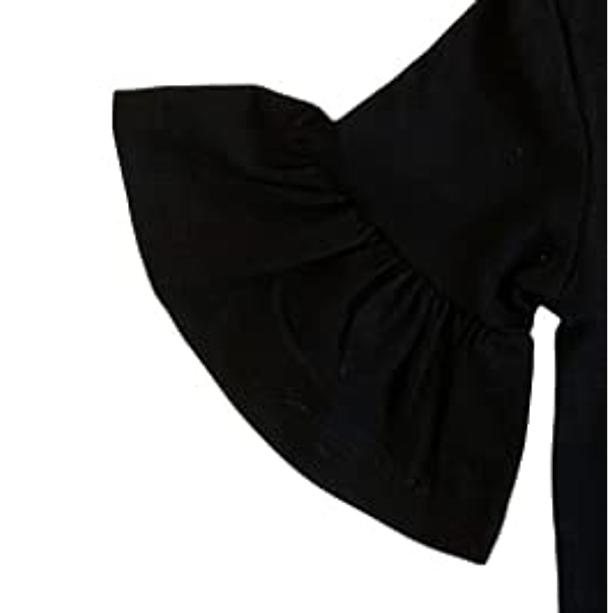 Lotus Lane Baby Onesie Black Onesie Bell Sleeve Romper Flared Ruffle Bodysuit Stretchy Big Bow Headband Outfit