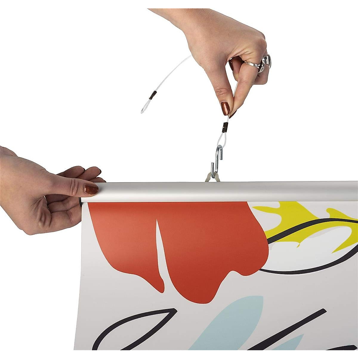 Displays2go 48 Inch Banner Hanger Rails with Hinged Snap-Open Design – Silver (ABR48)