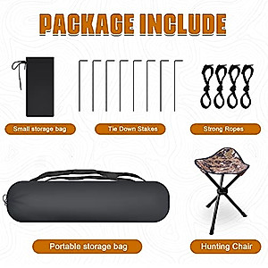 HUNT MONSTER Hunting Blind 2-3 Person with Tri-Leg Hunting Stool, 270 Degree See Through Pop up Ground Blinds for Deer Turkey Duck Hunting, Bow Hunting Adjust Windows with Silent Zipper