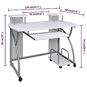 Office Desk,Industrial Gaming Table,Small Standing Desk,for Small Space,Home Office Table,Simple Style,Computer Desk with Pull-Out Keyboard Tray White Cart Game Laptop Table