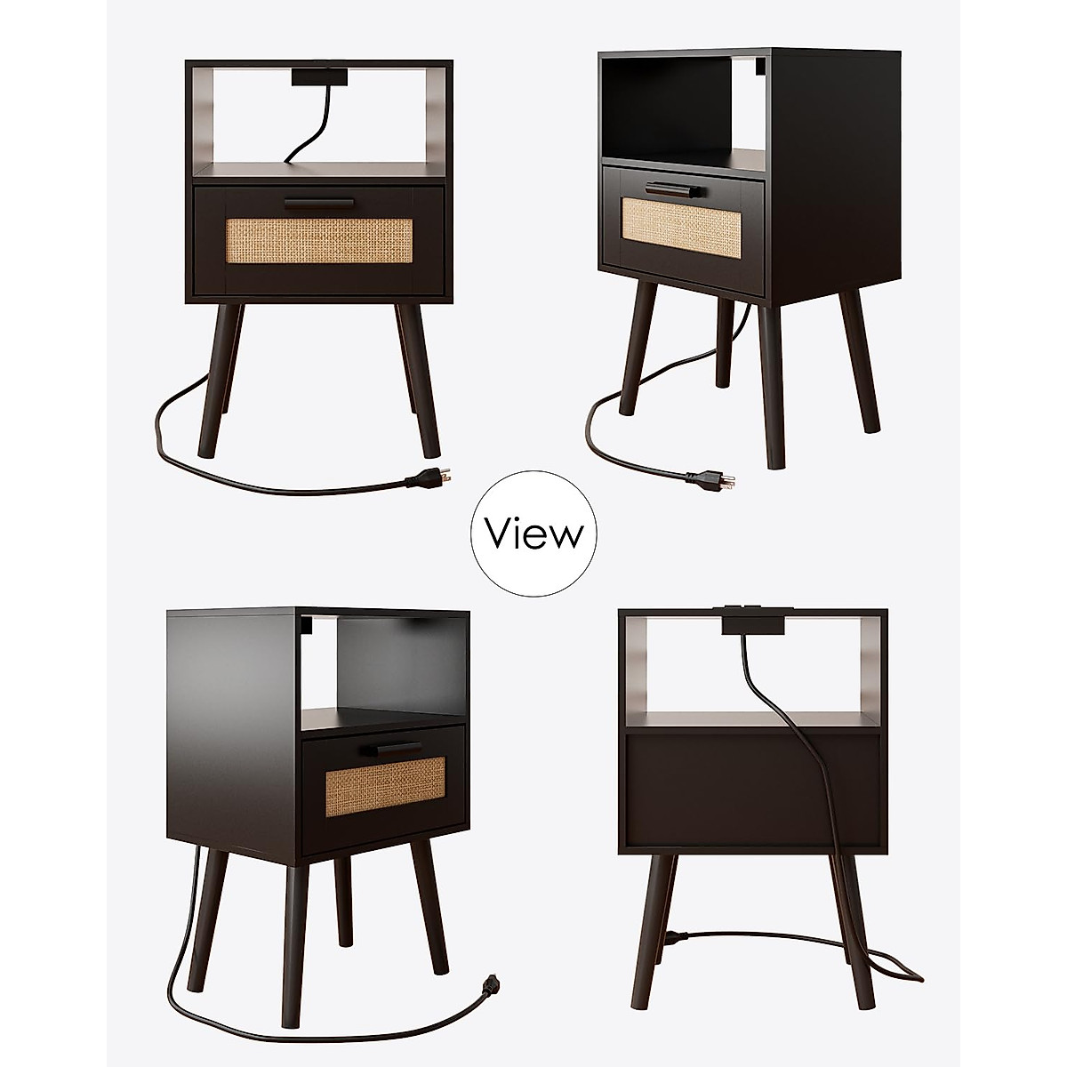 Aobafuir Wood Nightstand, Night Stand for Bedroom, Bedside Table with Drawers, Farmhouse End Table with Storage for Living Room (Modern)