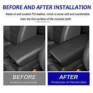 DEYTOP Console Cover for Honda CRV 2024 2023 Armrest Cover for CR-V Accessories Anti-Scratch Leather Armrest Pad Protector (Black with Black Stitches)