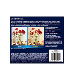 GE Lighting GE Reveal LED Light Bulbs, 2X Life, 8 Watt (60 Equivalent) HD+ Light, Standard Bulb Shape, Medium Base, Dimmable (2 Pack)