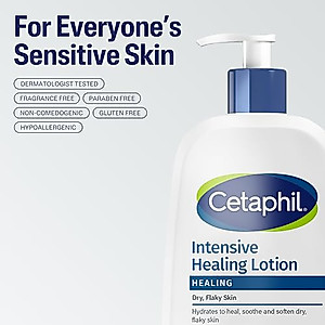 Cetaphil Intensive Healing Lotion with Ceramides 16 Oz For Dry, Rough, Flaky Sensitive Skin 24-Hour Hydration Fragrance, Paraben & Gluten Free