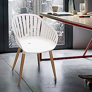 Armen Living Nassau Outdoor Patio Arm Dining Chairs, 17" Seat Height, Set of 2, Eucalyptus and Sand Taupe