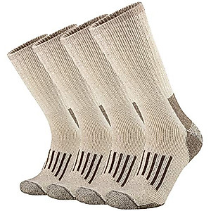 ONKE Merino Wool Cushion Crew Socks for Men Outdoor Hiking All Seasons Work Boot Heavy Thick Thermal Moisture Wicking Control(Brown L)