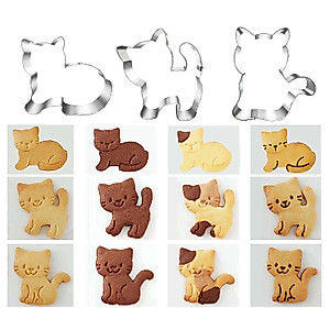 LUBTOSMN Kitty Cat Cookie Cutter Set-6 Piece-Cat Face, Kitty Butt, Kitty Cat Paw and 3 Cute Shapes Kitty Cat Body Cookie Cutters Molds for Kitty Cat Themed Party