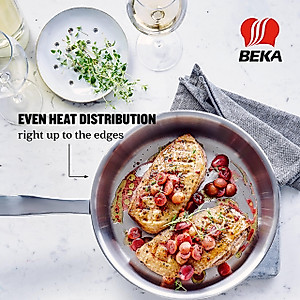 Beka Maestro Frying Pan 9.5" Skillet, Stainless Steel Pan with 5-Ply Construction, Oven Safe Skillet, Induction Compatible Cookware Fry Pan, Dishwasher Safe Omelette Pan, Electric Frying Pan