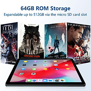 ECOPAD 10.1 inch Android 13 Tablet PC, 6GB RAM 64GB ROM 512GB Expand,Quad-Core Tablets,IPS HD Touch Screen and Dual Speakers,Google Certificated Wi-Fi Tablets,Dual Camera,6000mAh (Gray)