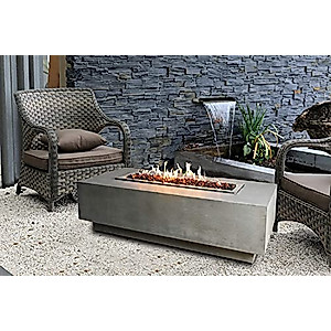 Elementi Granville Outdoor Fire Pit Natural Gas Table 60 Inches Rectangle Firepit Table Concrete Electronic Ignition | Cover & Lava Rock Included | Free Ethanol Tabletop