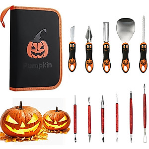 YAIBA Halloween Pumpkin Carving Kit Professional Heavy Duty Carving Set Stainless Steel Double-Side Sculpting Tool Carver Knife for Halloween
