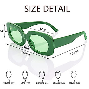 MuagoChic Retro Rectangle Oval Lenses UV400 Sunglasses for Women Men Narrow Thin Square Frame Sun Glasses Vintage Shades Green