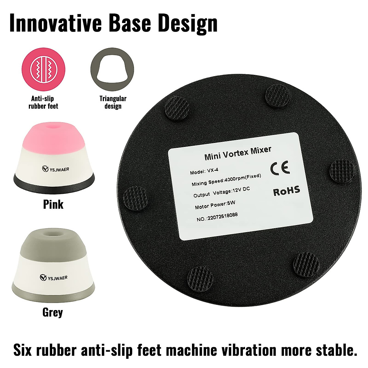 Mini Vortex Mixer Shaker YSJWAER - 4000rpm Touch Function Vortex Shaker for Nail Polish Acrylic Paint Science Lab Eyelash Adhesives