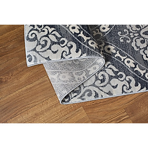 Transitional Floral Damask Area Rug 5' x 7' Gray