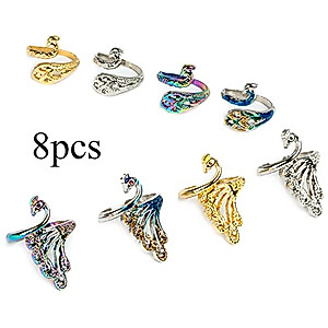 J.CARP 8 Pcs Adjustable Knitting Crochet Loop Ring, Braided Knitting Ring Yarn Guide Finger Holder for Mother Grandma Thanksgiving Presents