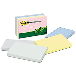 Post-it Greener Notes Original Recycled Note Pads, 3 x 3, Helsinki, 100/Pad, 12 Pads/Pack