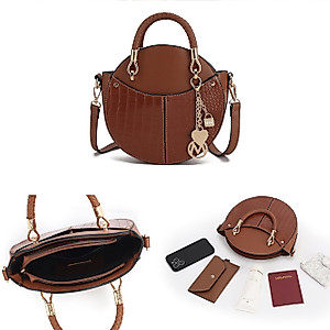 MKF Collection Crossbody Bag for Women, Designer Lady Round Purse Messenger