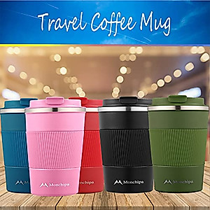 Travel Coffee Mug-12oz, Stainless Steel Coffee Cups, Double Wall thermos with Screw Lid - Spill Proof, Reusable Insulated Cup for Cold and Hot Beverages (Pink-12oz)