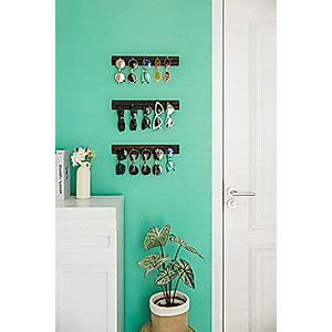 Mkono Wood Sunglasses Storage Organizer Wall Mounted Eyeglasses Holder Eyewear Display Rack Rustic Home Decor, Set of 3, Brown
