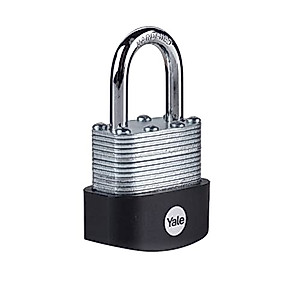 Yale 1-7/8" Wide Laminated Padlock with 1-1/8" Shackle and 3 Keyed Alike Keys for Outdoor Gate, Fence, Storage (3 Pack)