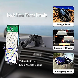 Phone Mount for Car, 1 Second Quick Release, Phone Holder for car Adjustable 360 Rotation, Cell Phone Holder Car be Applied to Dashboard or Windshield