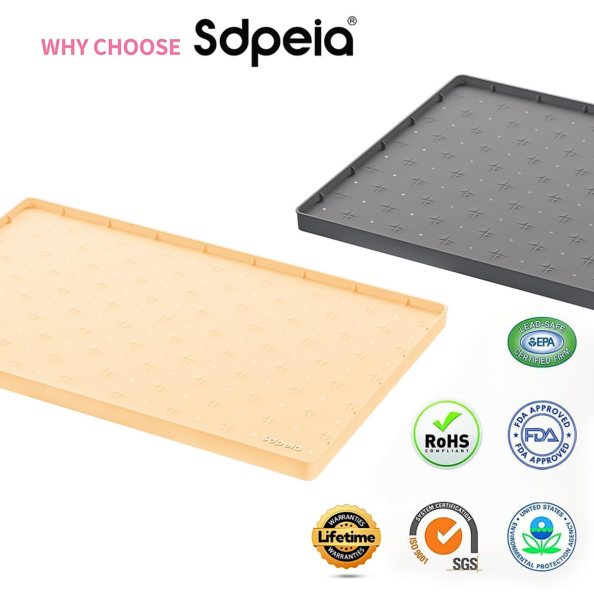 Sdpeia Under Sink Mat for [34" x 22"] Cabinet, Upgraded Silicone Waterproof Mat Kitchen Cabinet Liner Cabinet Protector Kitchen Organizers and Storage
