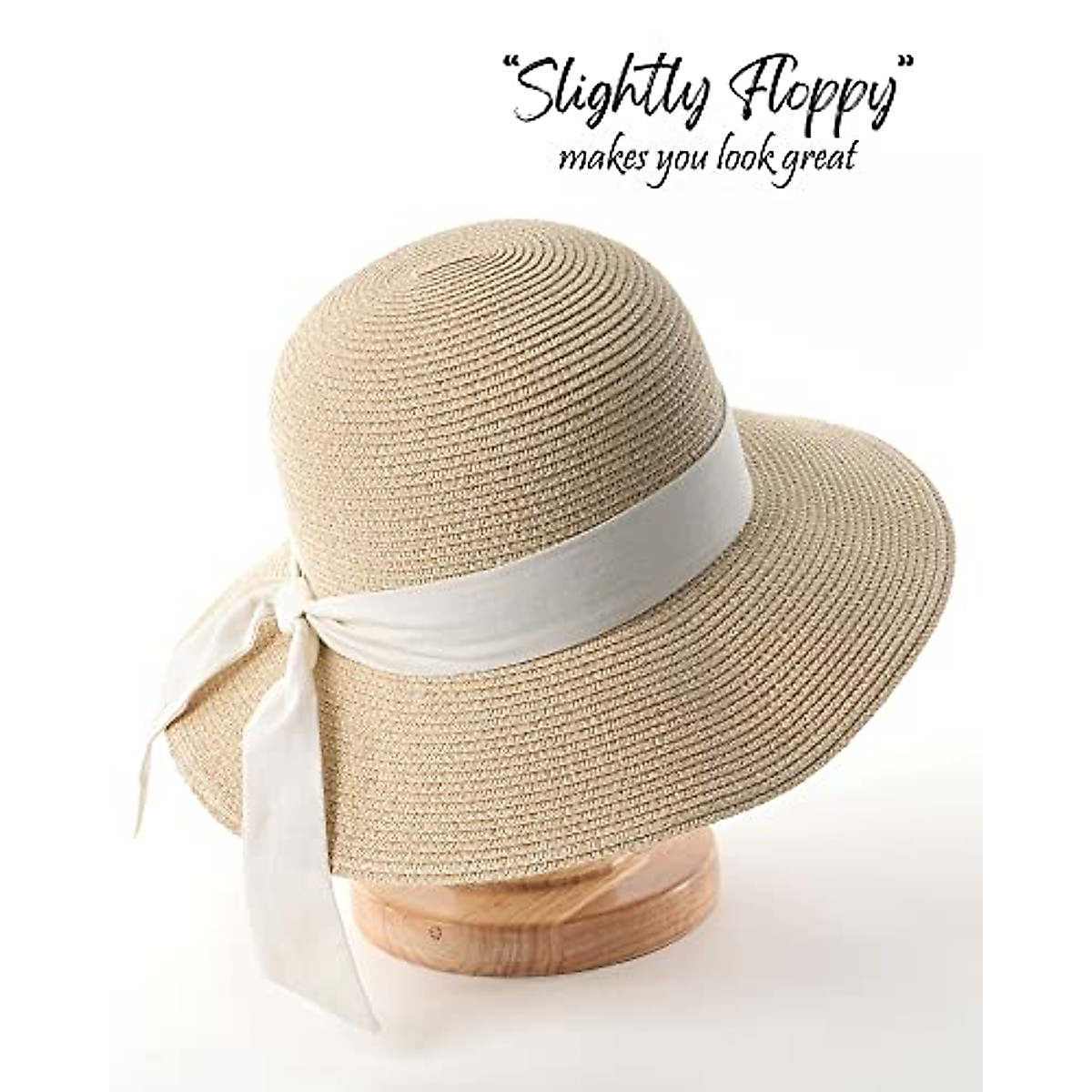 FURTALK Womens Beach Sun Straw Hat UV UPF50 Travel Foldable Brim Summer UV Hat