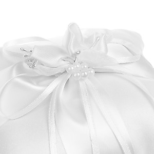 Cosmos Satin Bridal Wedding Ring Bearer Pillow Cushion Bearer with Ribbons Ring Holder Pillow for Wedding