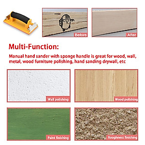 Hubaow Hand Sander, Sandpaper Holder with Sponge Handle, 7 x 3.5 inch Manual Hand Sanding Block for Drywall Wood Metal Furniture Polishing, 1 Pack