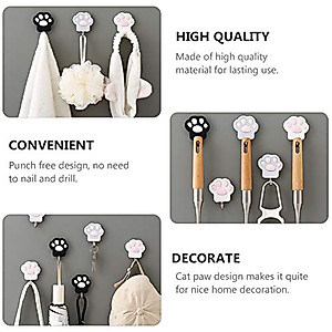 Hemoton 3Pcs Decorative Wall Hook Cat Paw Hooks Punch Free Self- Adhesive Hanger for Bedroom Kitchen Bedroom Purse Coat Towel Tool Hanging