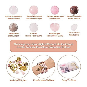 Cheriswelry Box of 8mm Gemstone Beads Bracelet Making Kit with Natural Mixed Stone Beads Rhinestone Spacer Beads Alloy Pendants Elastic Thread Jump Ring for Jewelry Making Crafts (254Pcs/Box)