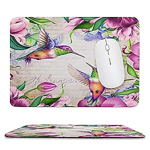 Vintage Bird Floral Anti Slip Rubber Mouse Pad Watercolor Garden Decor Tropical Plant Calla Lily Hummingbird for Wireless Mouse, Computers, Laptop, Office 9.4L x 7.9W Inch