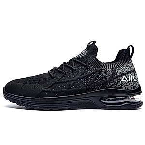 IIV Mens Air Running Shoes Casual Tennis Walking Athletic Gym Fashion Lightweight Slip On Sneakers Black 9