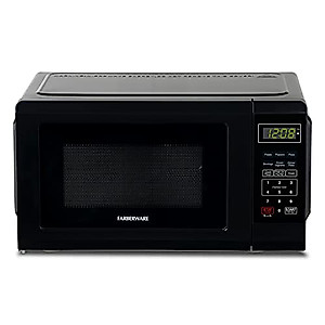 Farberware Compact Countertop Microwave Oven 0.7 Cu. Ft. 700-Watt with LED Lighting, Child Lock, Easy Clean Grey Interior, Retro Black