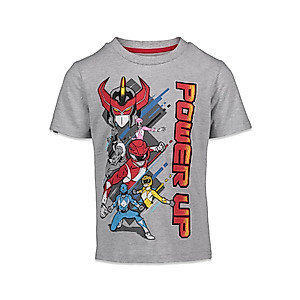 Power Rangers Toddler Boys 2 Pack Graphic Short Sleeve T-Shirt Red Grey 4T