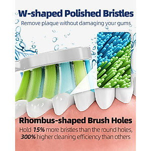 7AM2M Rechargeable Sonic Electric Toothbrush AM100 Package with 10 Brush Heads