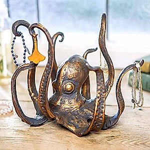 Mug Holder Resin Octopus Sculpture Crafts Octopus Statue Fun Cast Iron Cup / Jewelry Holder Desktop Home Decoration for Garden Halloween Decor Ornaments (1pcs)