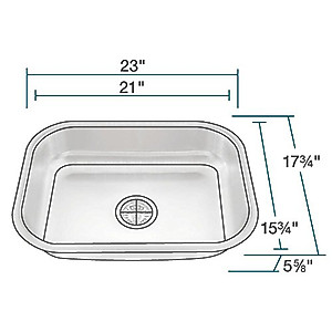 MR Direct ADA2318-18 Stainless Steel Sink Undermount 23 in. Single Bowl Kitchen