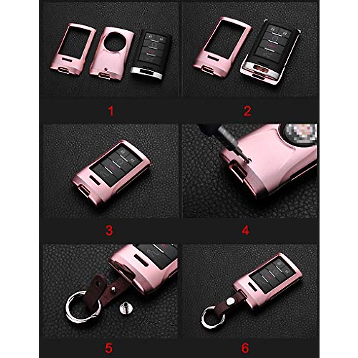 Royalfox 4 5 6 Buttons Luxury Aluminum Metal Key Fob case Cover for Cadillac SRX DTS STS XTS CTS Escalade ,Chevrolet C7 Corvette Silver