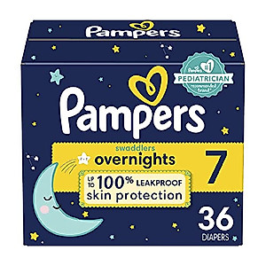 Diapers Size 7, 36 Count - Pampers Swaddlers Overnights Disposable Baby Diapers, Super Pack (Packaging & Prints May Vary)