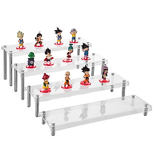 MyGift 4-Tier Clear Acrylic Food Display Stand, Appetizer and Dessert Serving Buffet Risers, Figurine Shelves, Set of 4