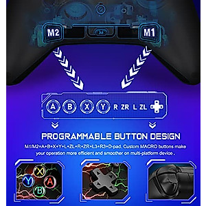 Wireless Switch Pro Controller for Nintendo Switch Controller/Lite/OLED, LED Wired Windows PC Gmaepad-Wireless iOS/Android Remote with Cool RGB Light/Programmable