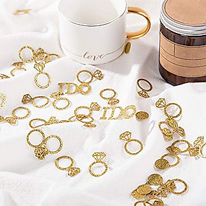 Gold Wedding Table Confetti ,Glitter Paper Diamond Ring Confetti, I Do Engagement Party Table Scatter,Bachelorette Bridal Shower Party Decorations