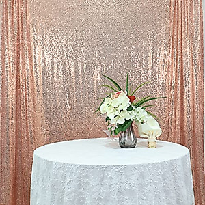 Sequin Curtain Backdrop 2 Panels Set Rose Gold 2FTx8FT Sequin Photography Backdrop Curtain Sparkle Background Drapes for Christmas Wedding Party Decoration