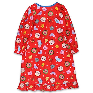 CoComelon Infant and Toddler Girls Flannel Granny Gown Nightgown Pajamas (3T, Red)