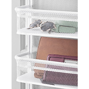Whitmor Over The Door Organizer - 6 Sections - Pantry, Bathroom, Accessory Organizer - Metal and Mesh - White