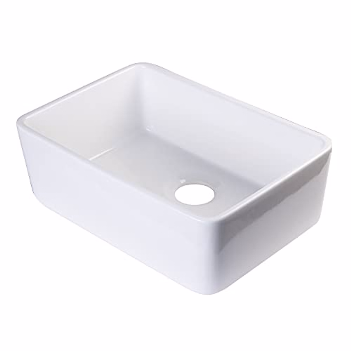 ALFI brand AB503UM-W White Single Bowl Fireclay Undermount Kitchen Sink, 24"