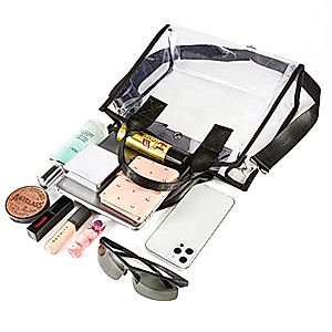 COZYOFFI Clear Tote Bag Stadium Approved for Women Crossbody Bag for Sport Work Concerts
